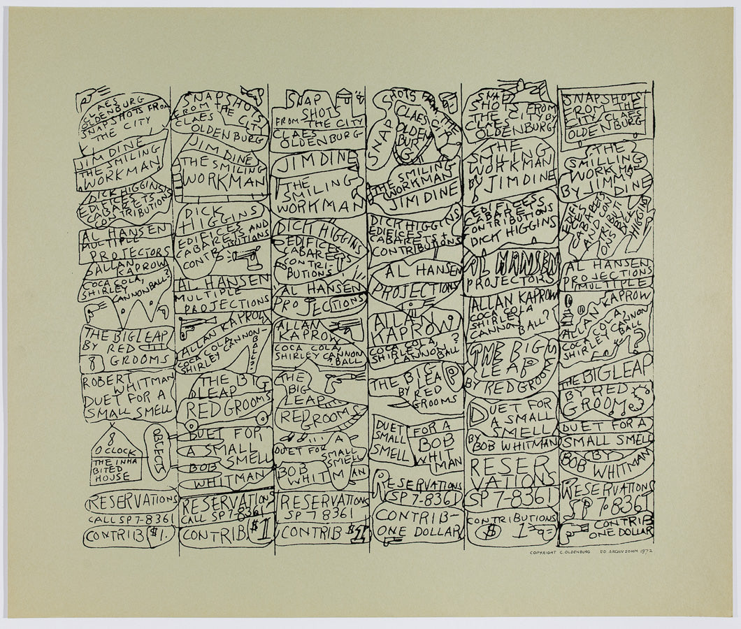 Claus Oldenburg, RAY GUN SPEX [announcement], 1972 – Track 16